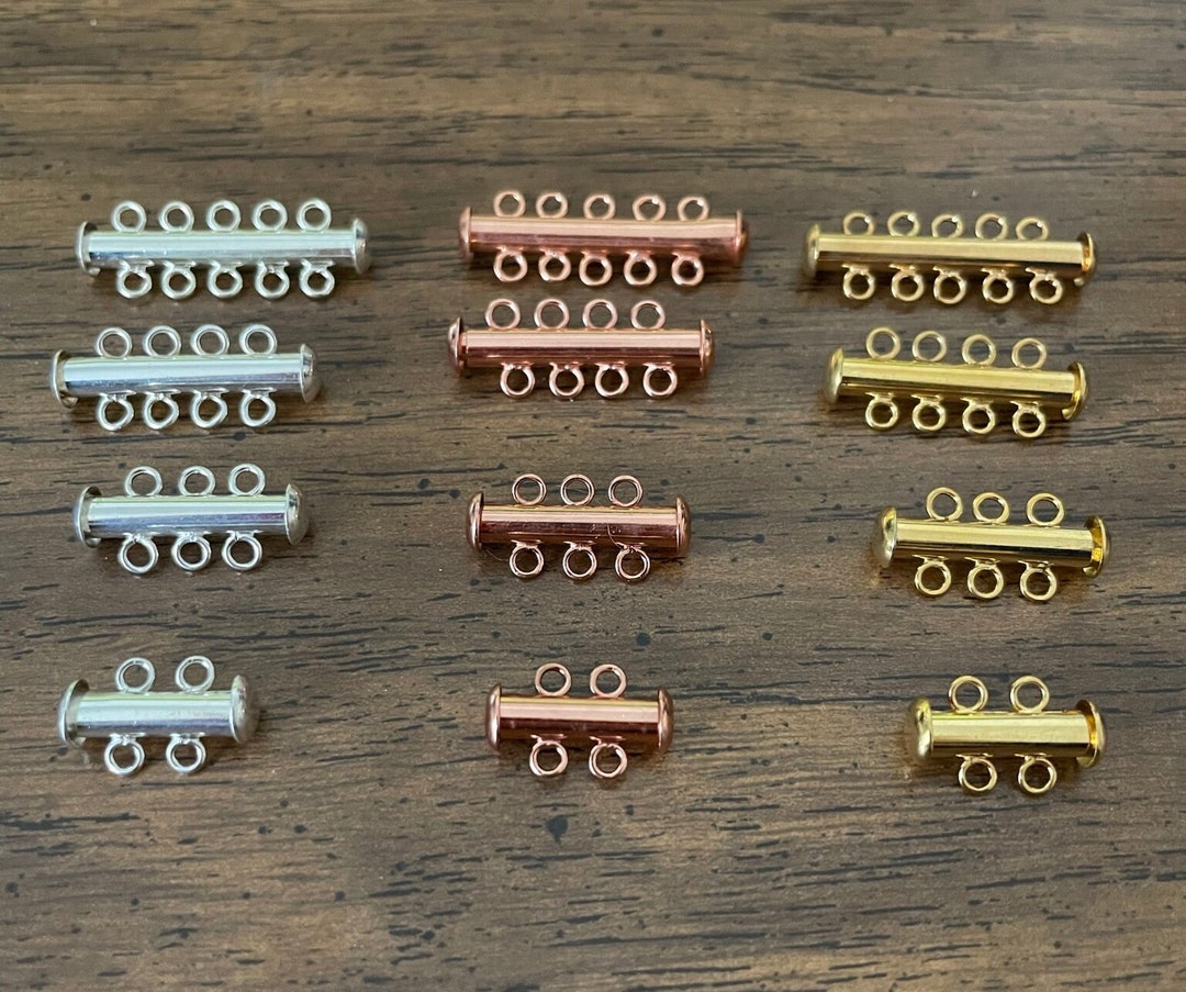 Eight Slide Lock Tube Clasps-2, 3, 4 & 5 Strand,silver,gold,copper ...