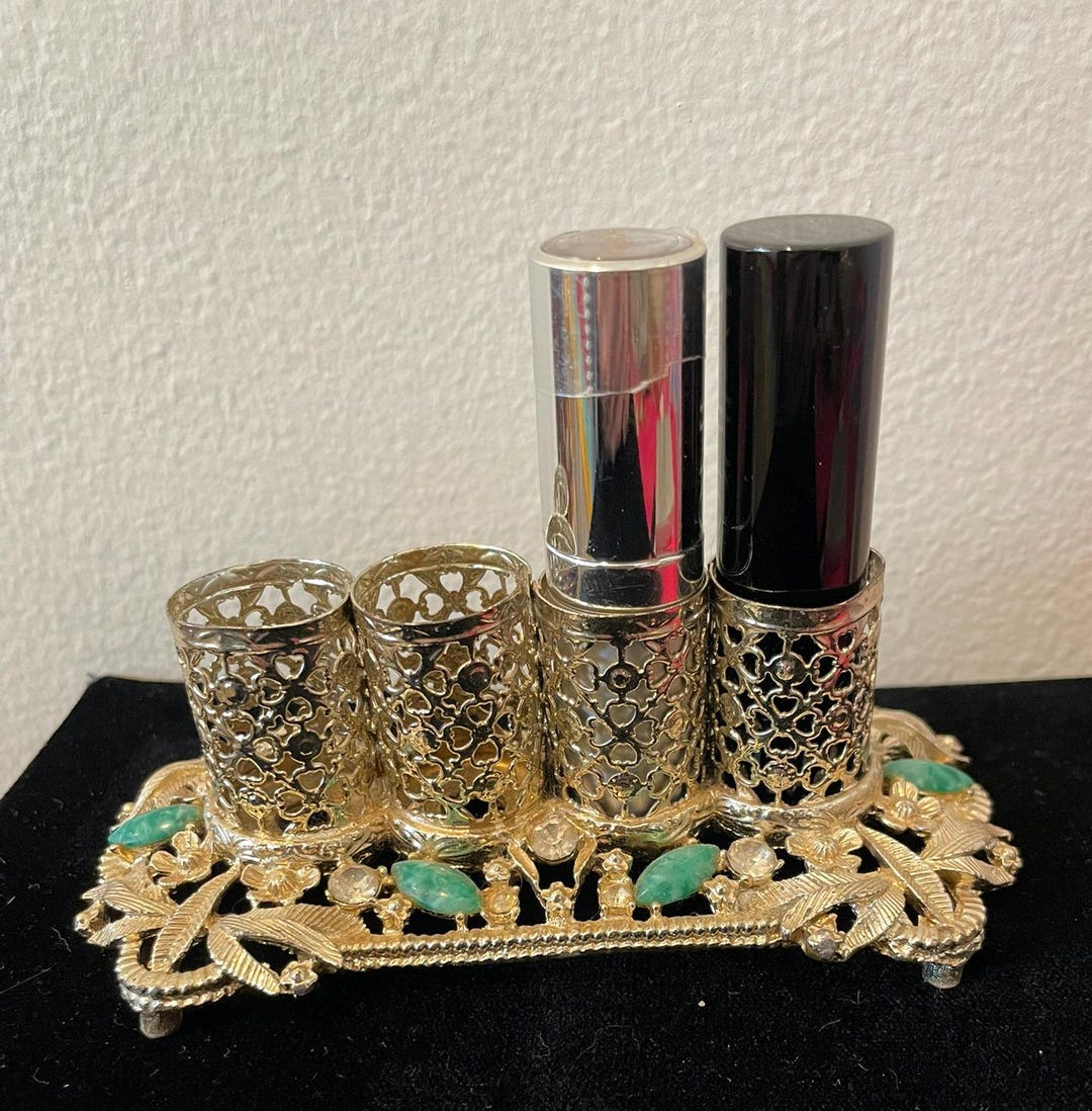 Vintage Sam Fink Mfg. Bejeweled Lipstick Holder - Beautiful Vanity ...