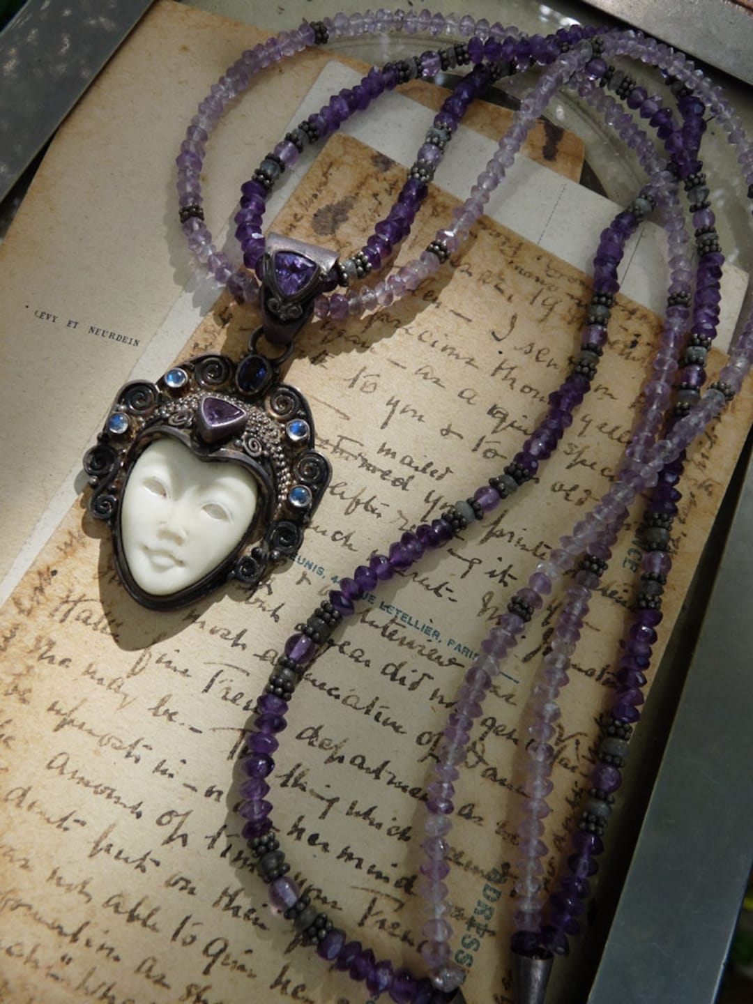 Vintage Carved Moon Necklace, Sajen Necklace, Warrioress Talisman ...