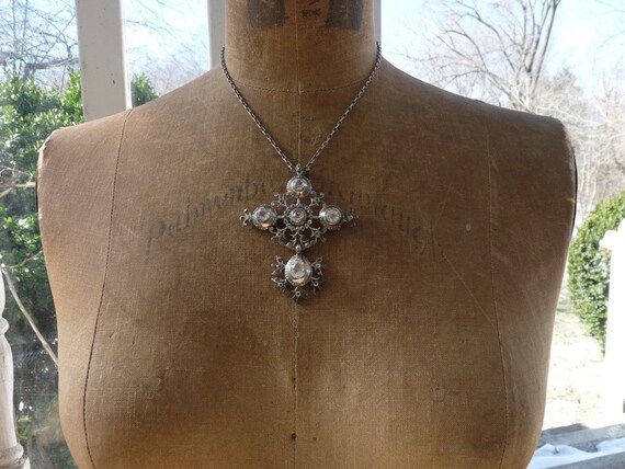 Antique French Paste Cross of Normandy Necklace A Talisman - Etsy