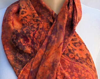 Orange Silk Scarf - Etsy