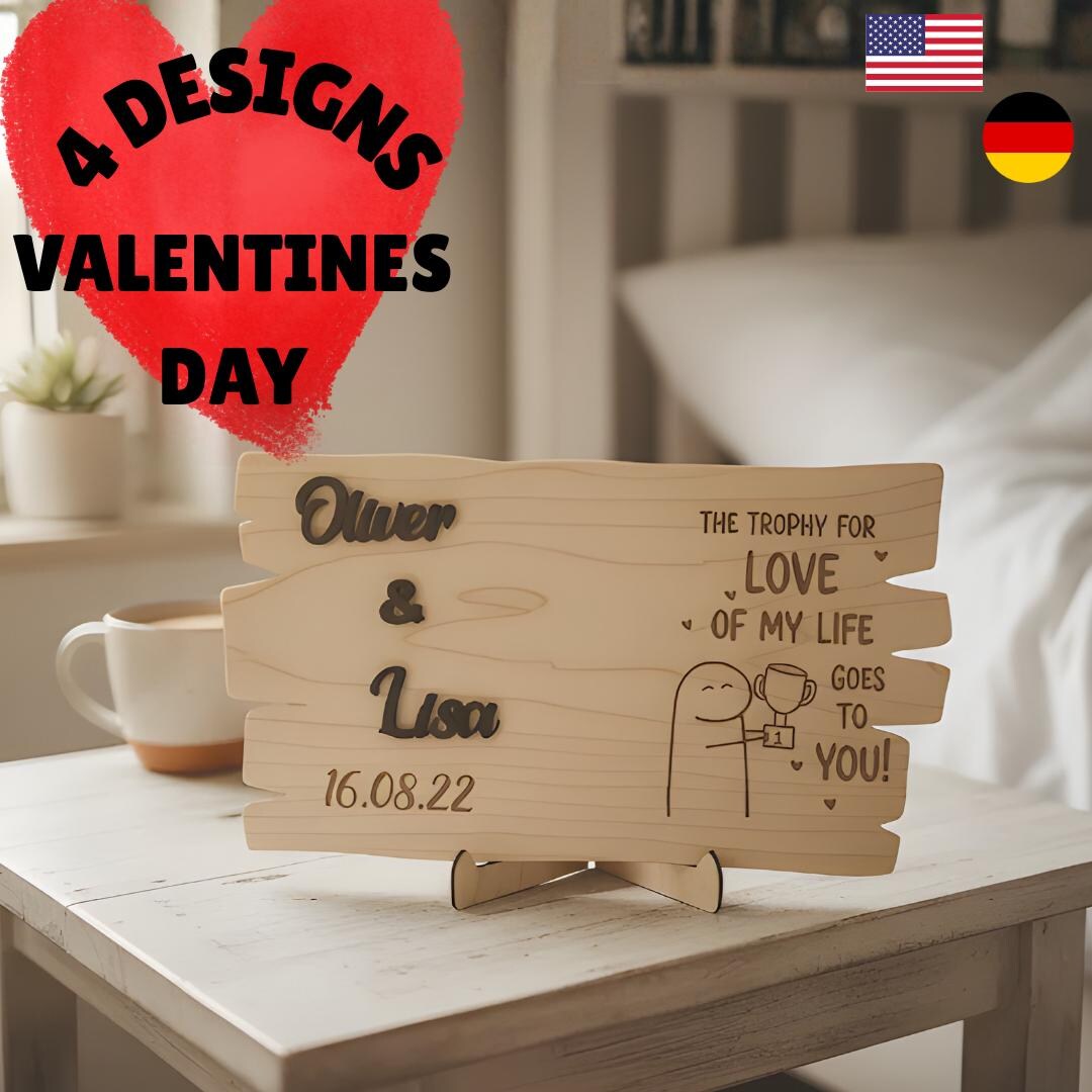 Personalized Valentine Wooden Sign Design Bundle | Couple Love SVG ...