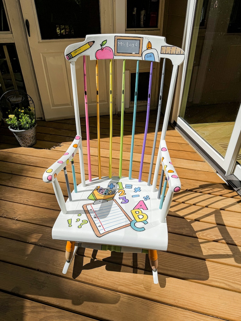 Hand-painted Classroom Chair: Whimsical Teacher/student Decor (raleigh ...