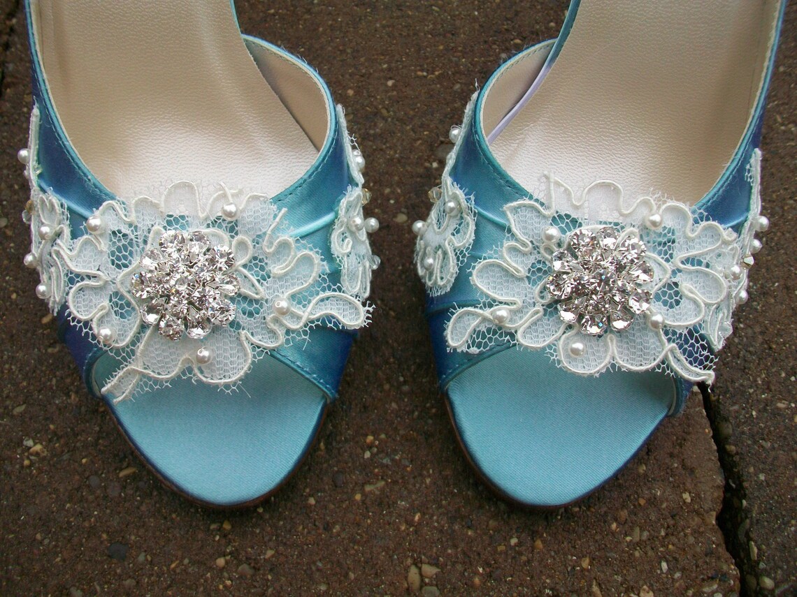 Lace Wedding Shoe Wedge Aqua Blue Bridal Shoes Lace Wedding | Etsy