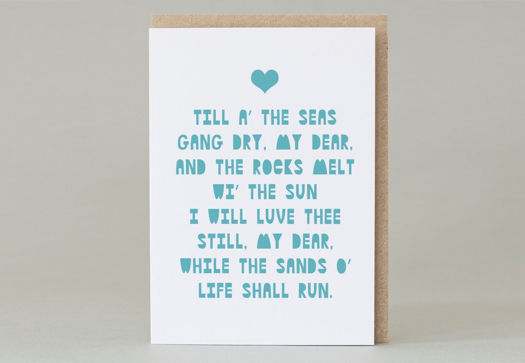 Til All the Seas Gang Dry (card) | Anniversary Card | Scottish Love ...