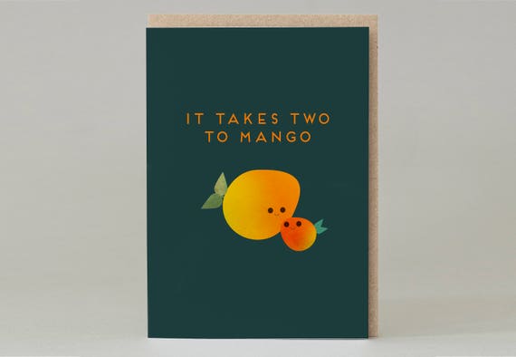It Takes Two To Mango Card Fruit Card Funny Love Card | Etsy Polska