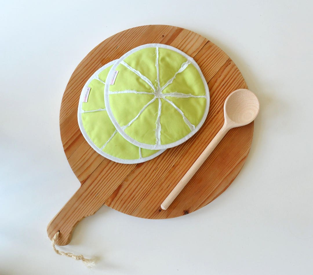 Green Lime Kitchen Potholders Fun Lime Potholders Fruit - Etsy