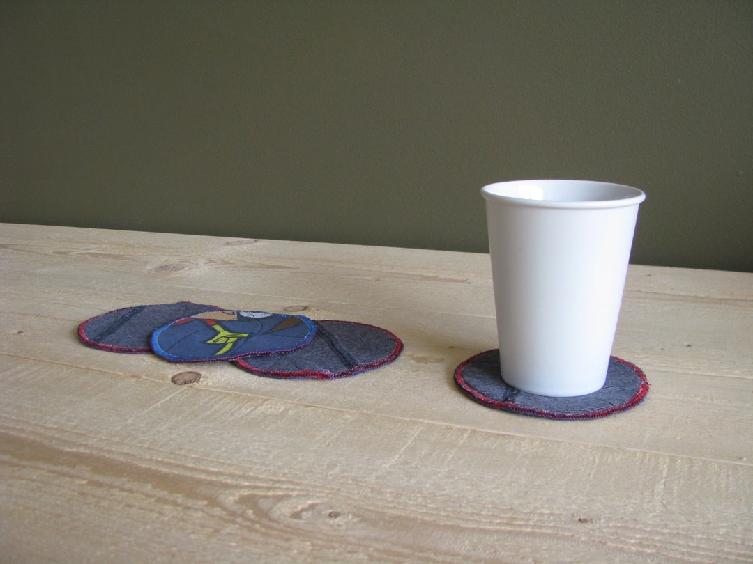 Sustainable Gift Upcycled Coasters Textile Coasters Comic Strip Fabric ...