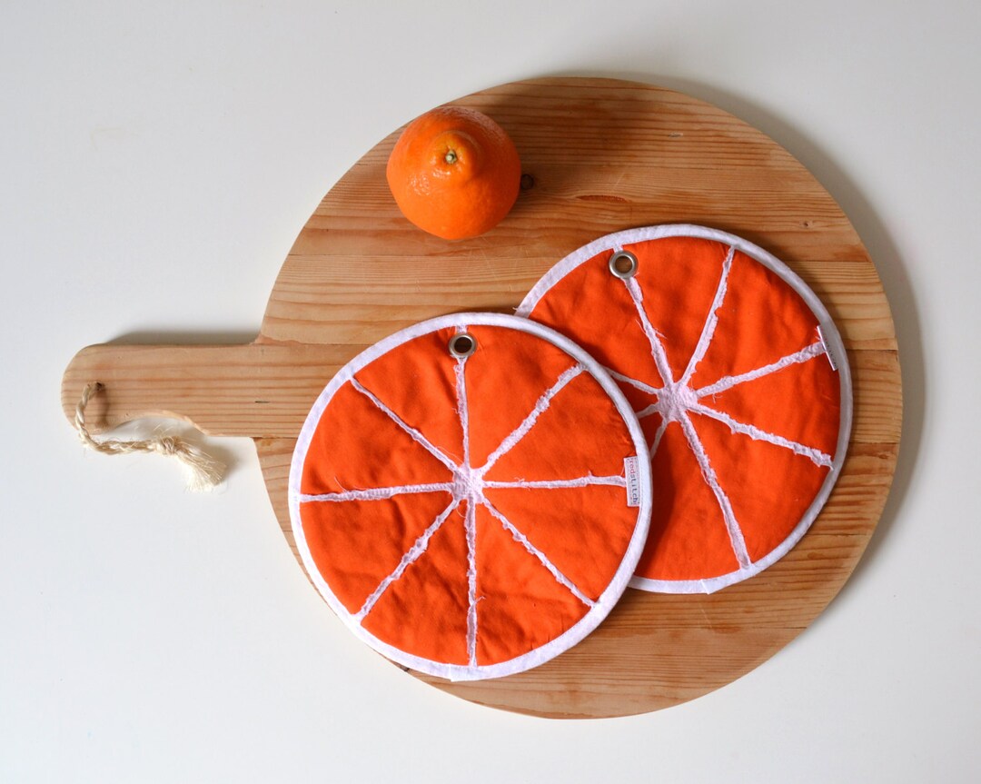 Round Orange Kitchen Potholders - Citrus Orange Fruit Kitchen Gift Idea ...