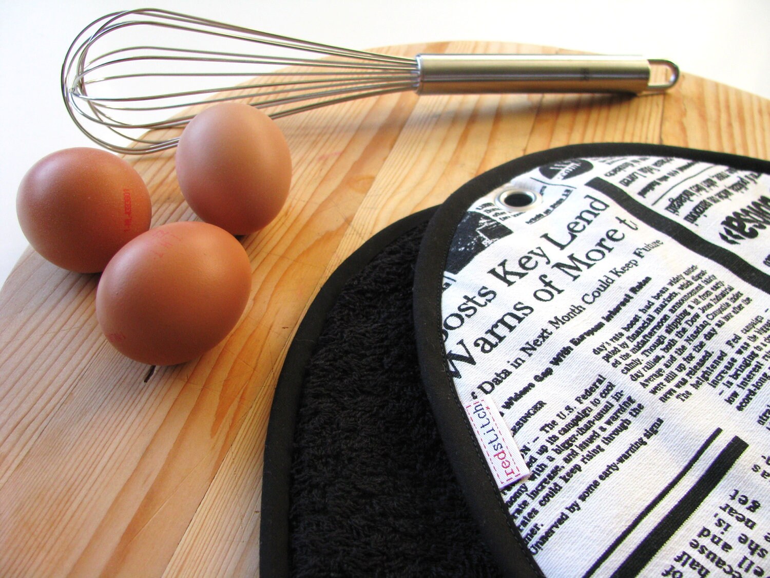 Newspaper Print Kitchen Potholders Black and White Text - Etsy