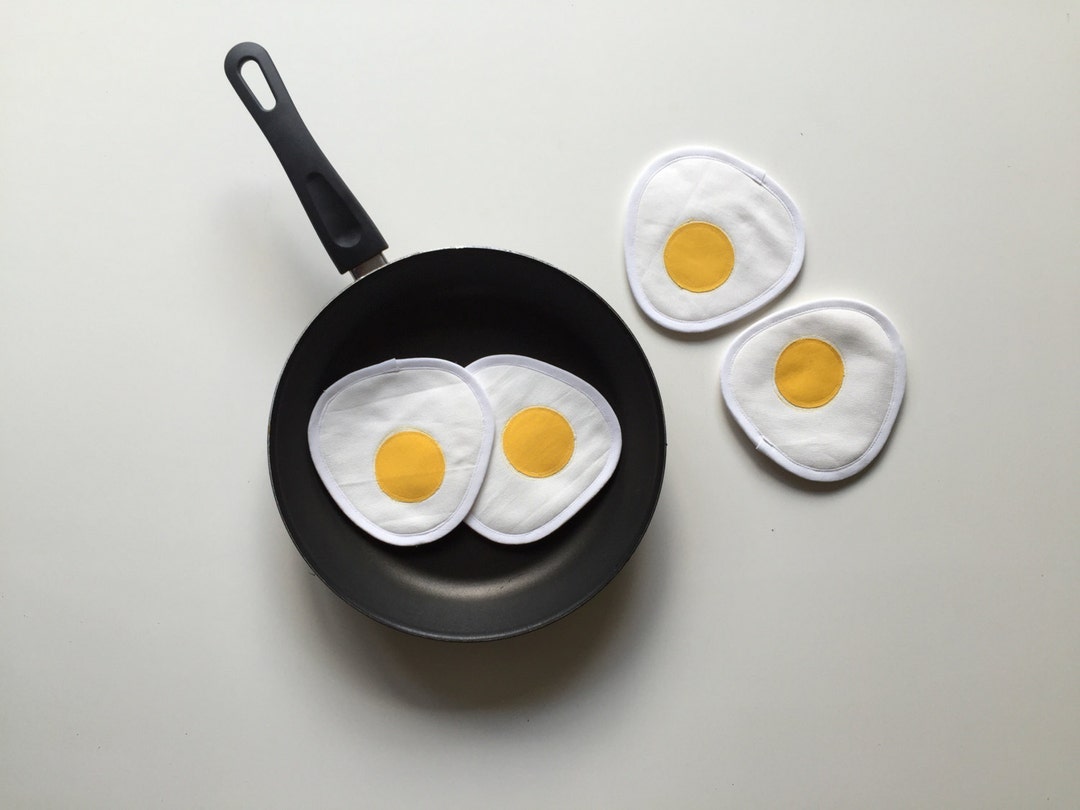 Egg Lover Gift - Fun Egg Coasters - Fried Egg Mug Rug - Yellow, White ...