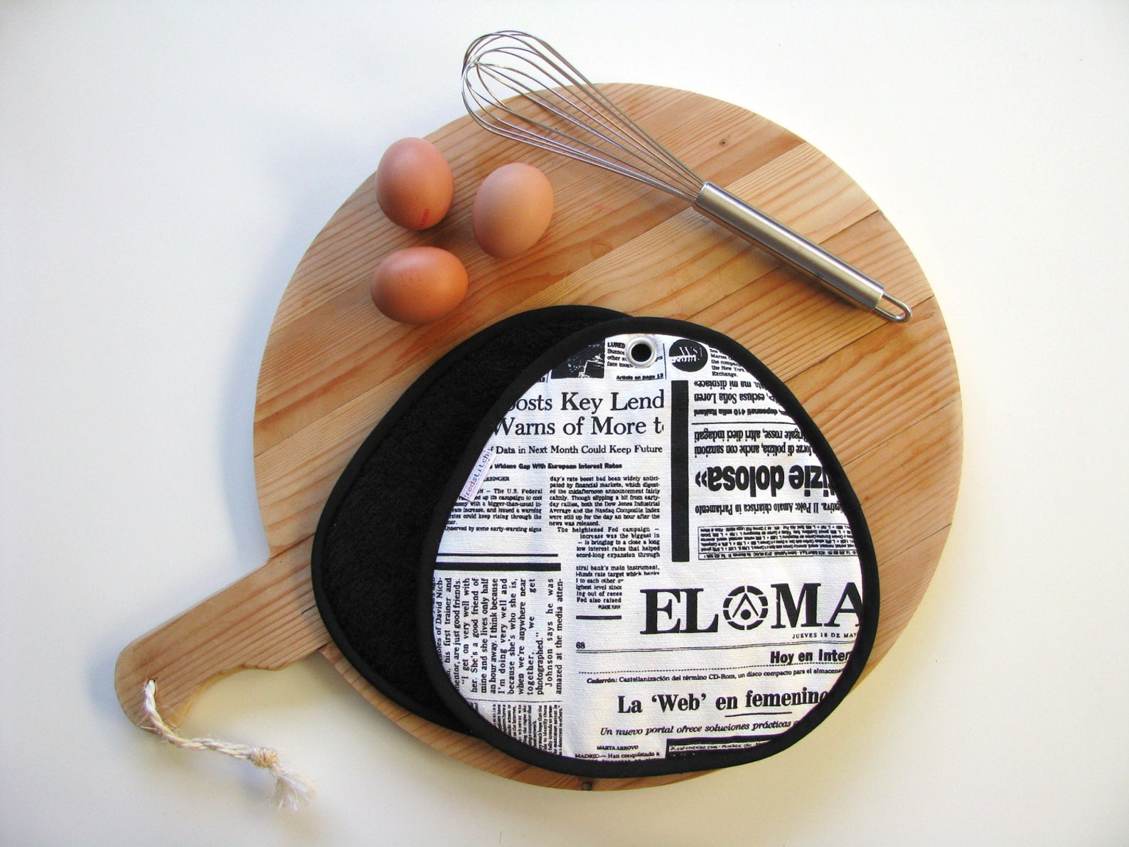 Newspaper Print Kitchen Potholders Black and White Text - Etsy
