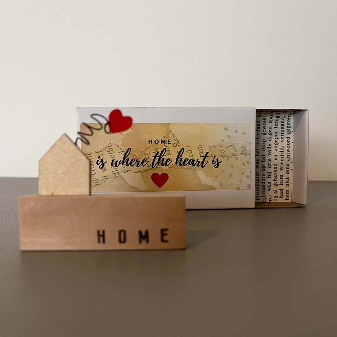 Matchbox Gift Card - Minimal Wooden House Shape Shelf Decor With Heart ...