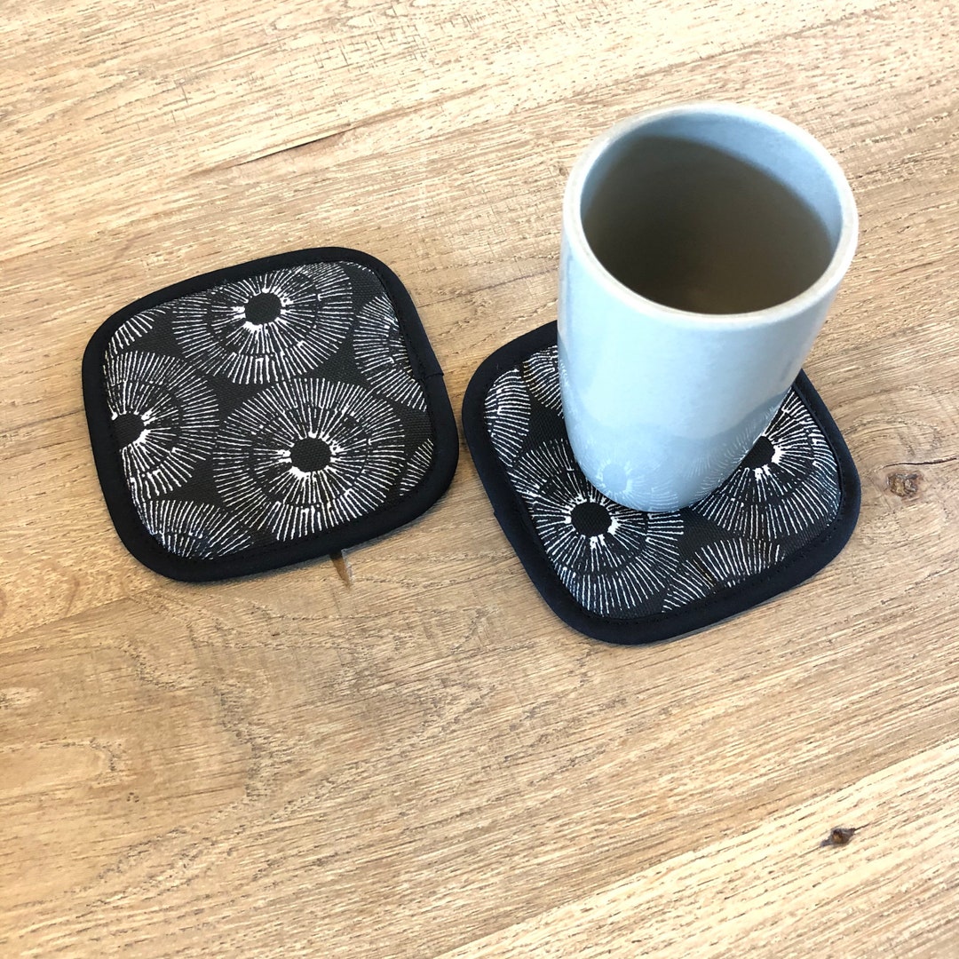 Black and White Dandelion Fabric Coasters, Set of 2 - Etsy