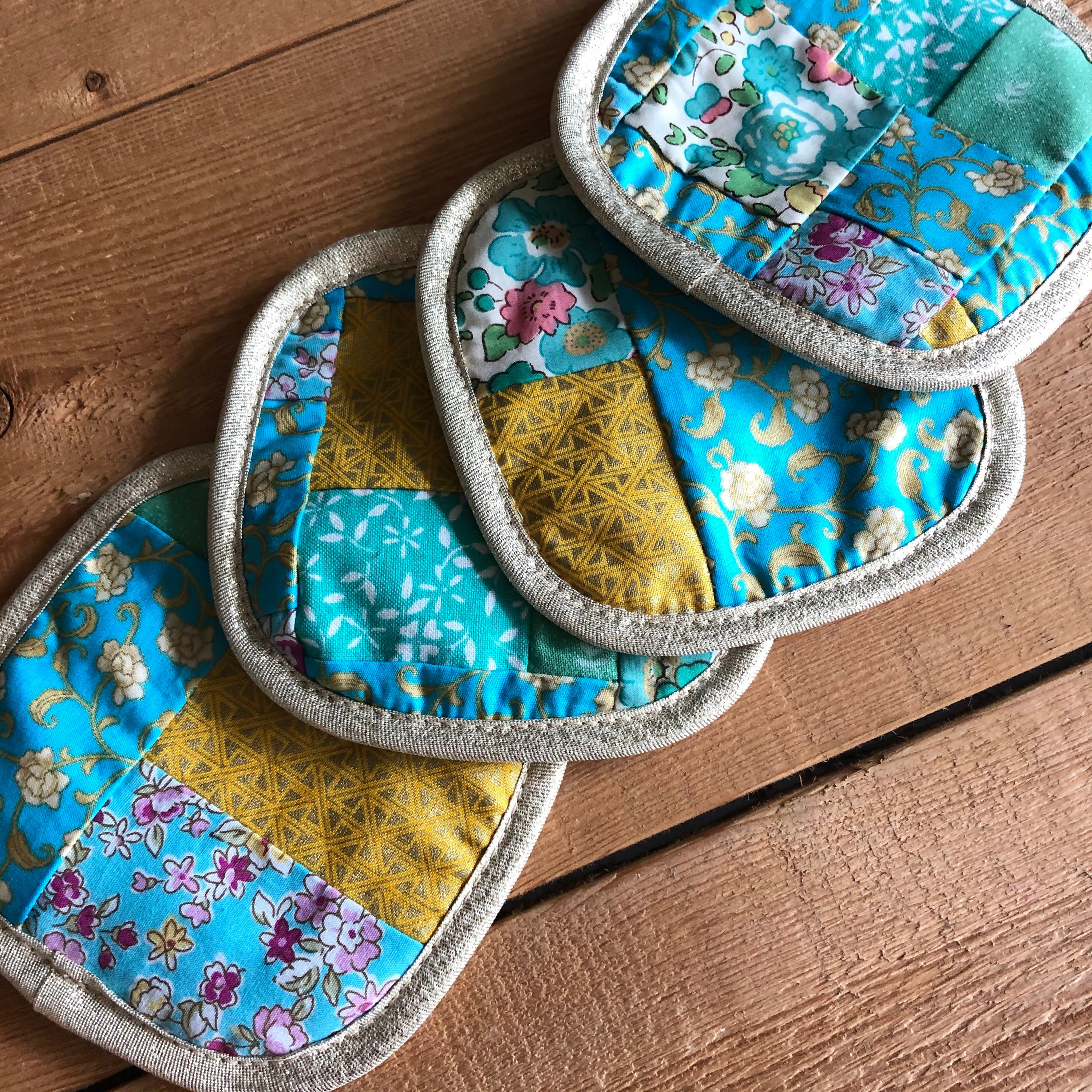 Patchwork Coasters Floral Coasters Square Coasters Cottage Home Decor ...
