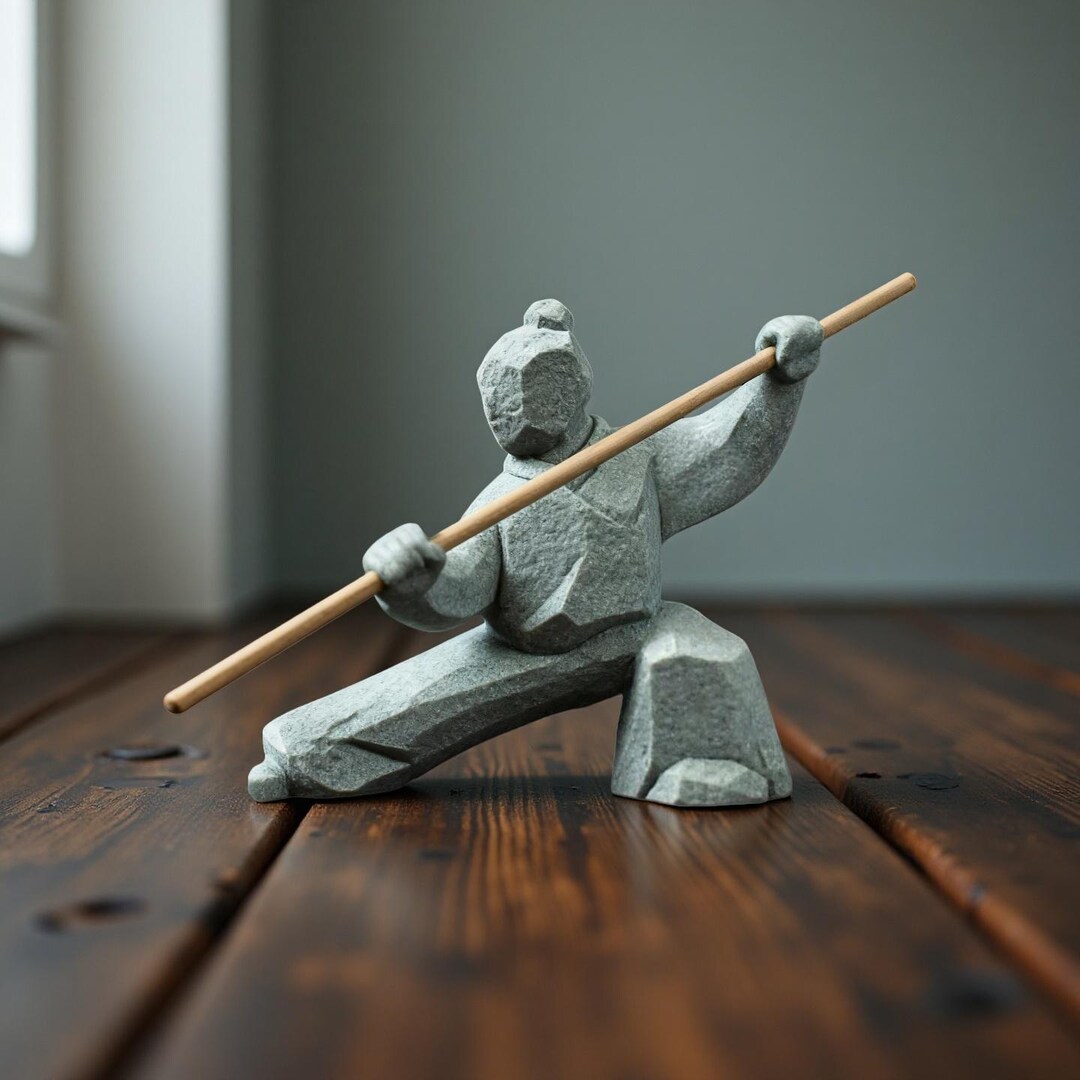 Chinese Kung Fu Staff Warrior Figurine,martial Arts Home/office Decor ...