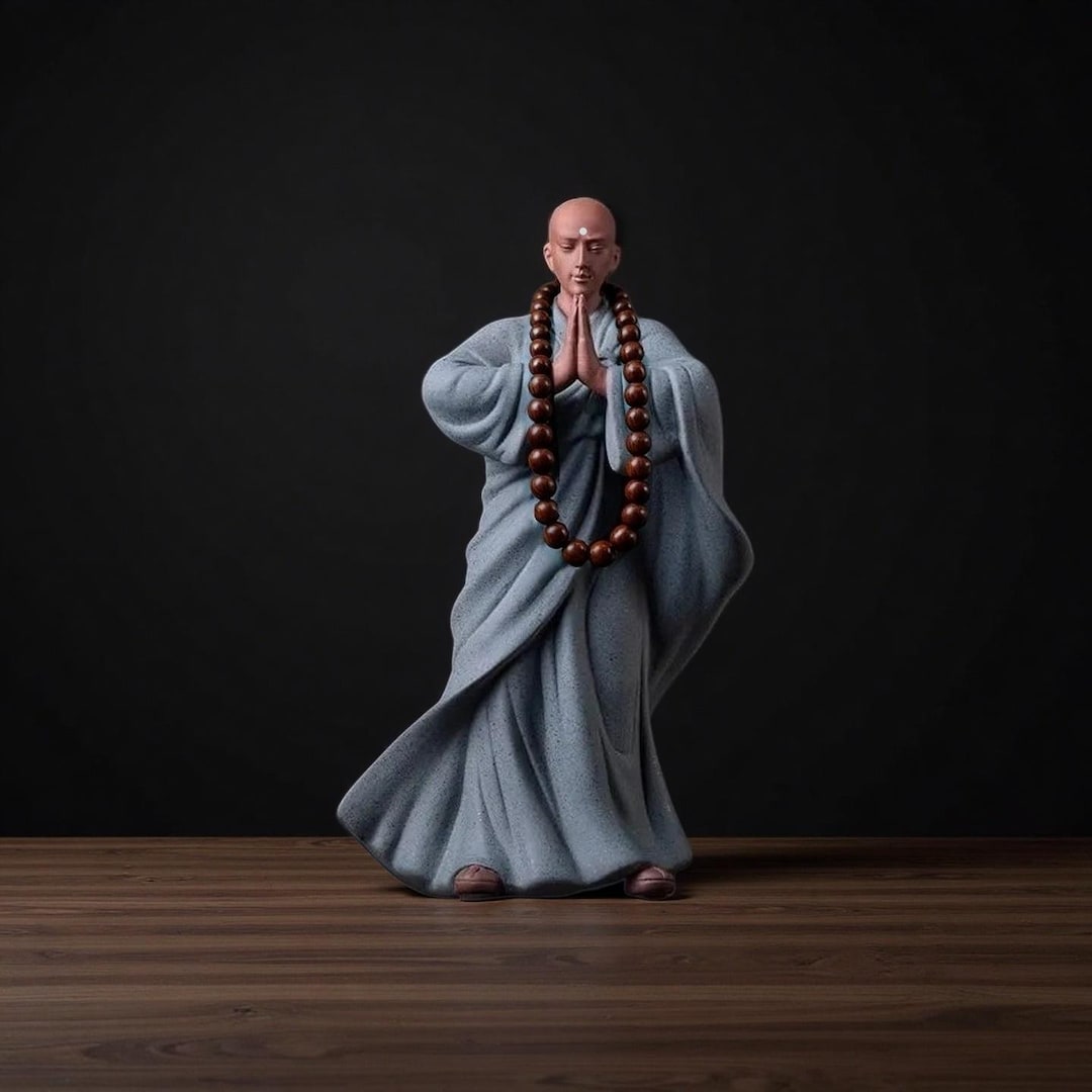 Shaolin Monk Prayer Figurine – Buddhist Gifts Blessing Statue With ...