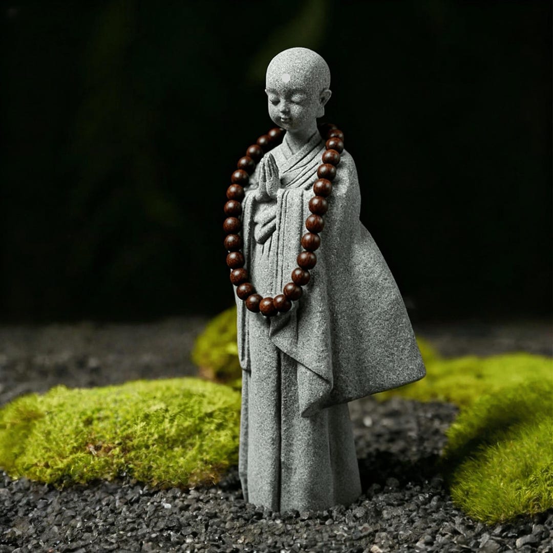 Mini Shaolin Monk Prayer Statue – Buddha With Buddhist Beads for Home ...