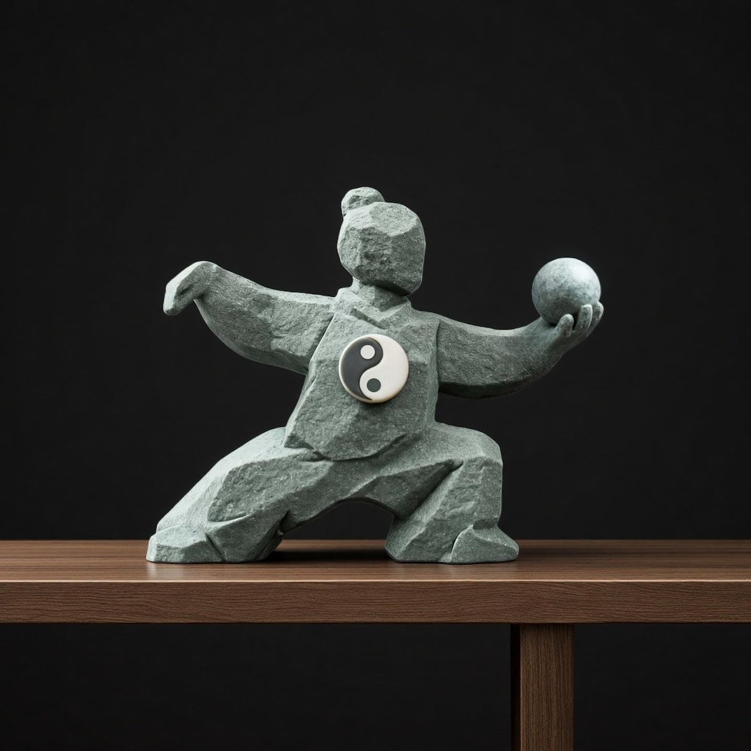 Taiji Kung Fu Warrior Figurine,chinese Yin Yang Martial Arts Decor for ...