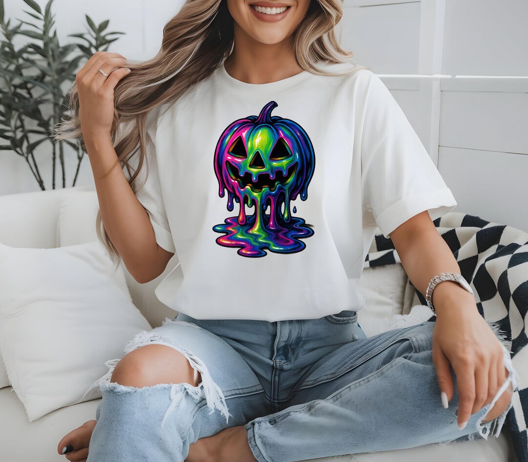 Retro Melting Rainbow Pumpkin PNG – Trippy Halloween Jack-o'-lantern ...