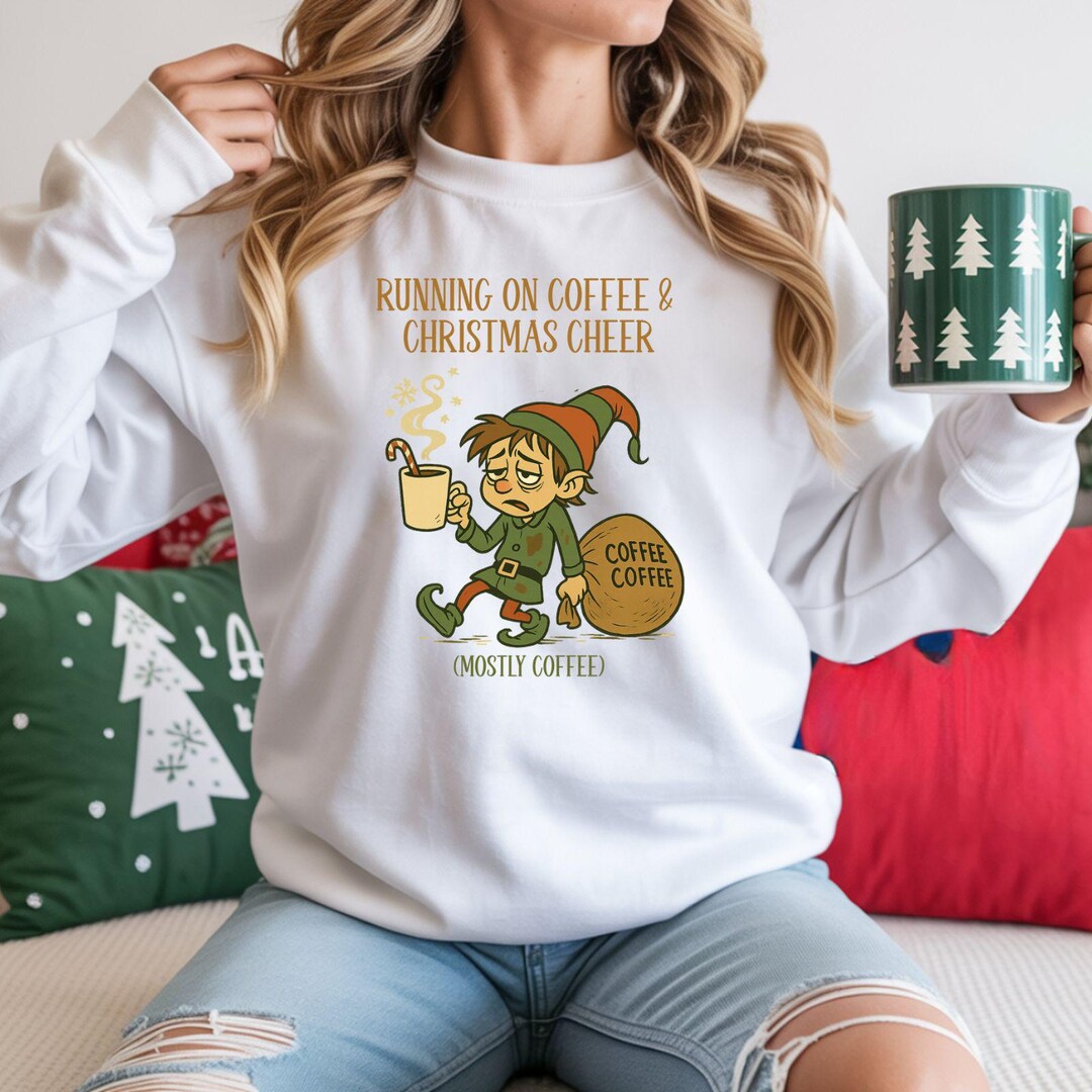 Funny Tired Elf Christmas PNG: Coffee Lover Holiday Sublimation ...