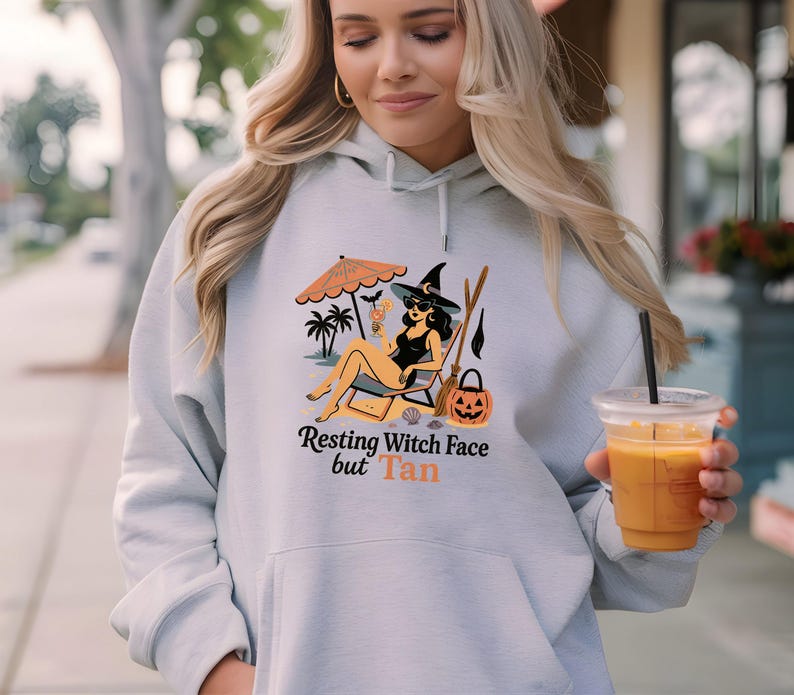 Resting Witch Face but Tan PNG, Summerween Halloween Beach Sublimation ...