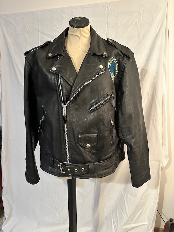 Vintage Highway One Black Leather Motorcycle Jacket X… - Gem