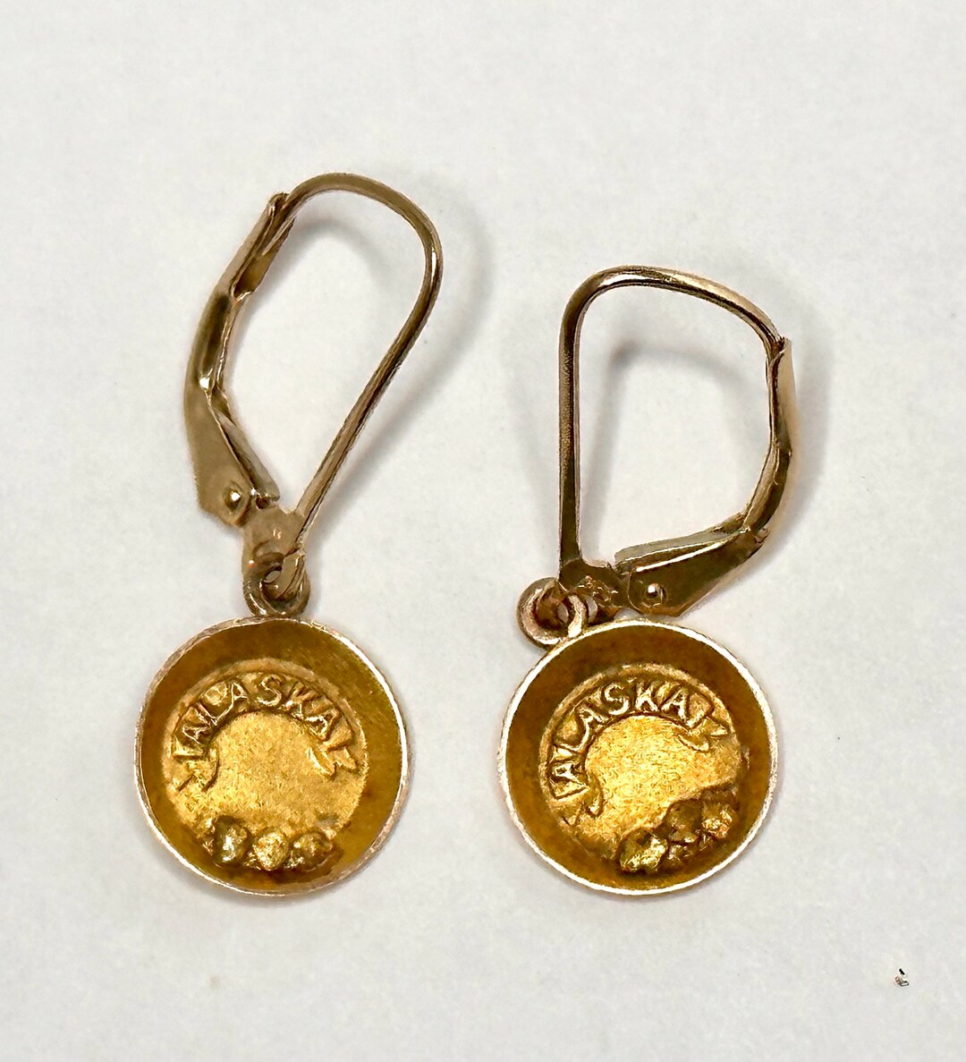 Vintage 10K Gold Tiny Alaska Gold Nugget Dangle Earrings W/tiny Gold ...