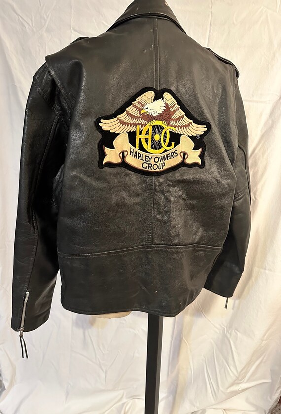Vintage Highway One Black Leather Motorcycle Jacket X… - Gem