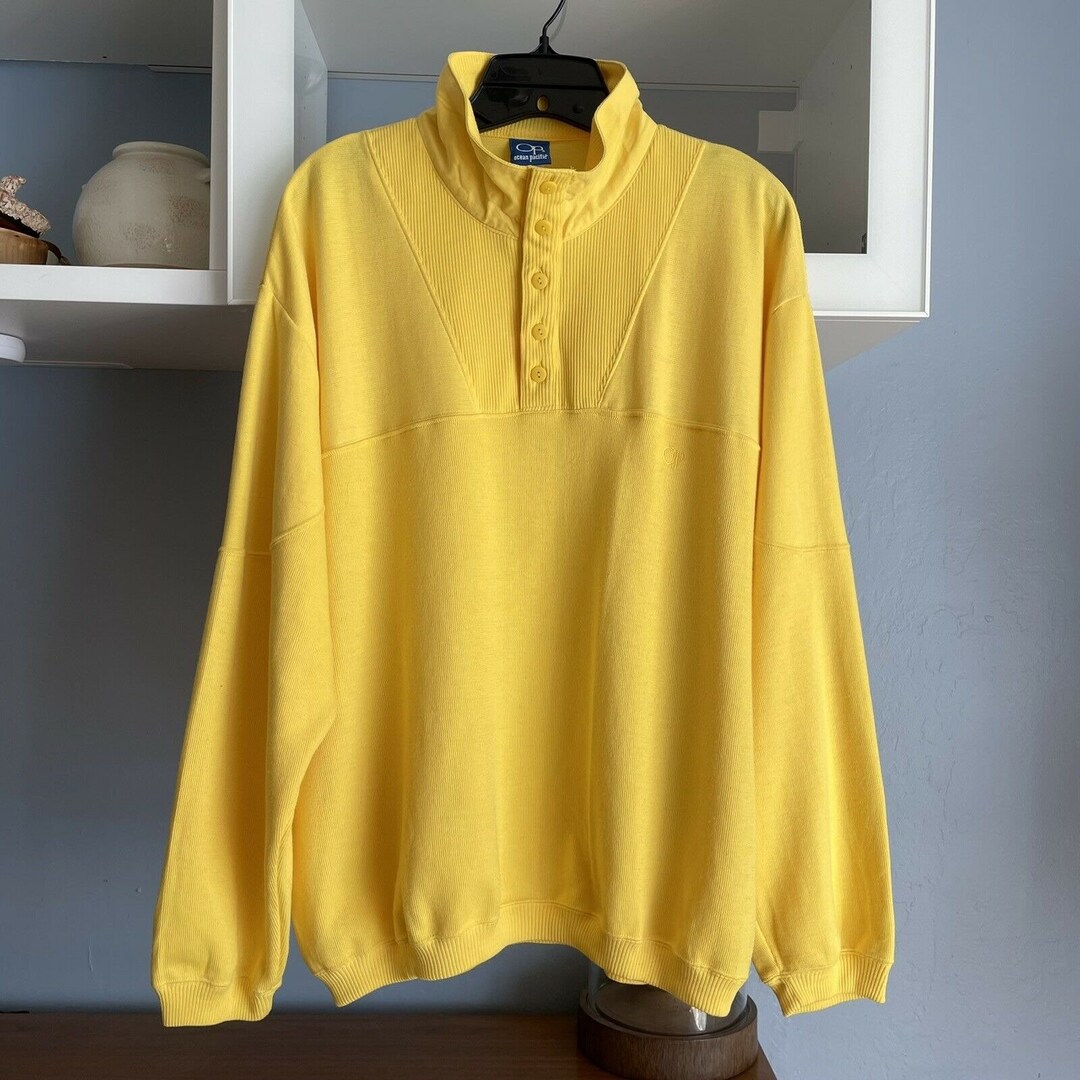 OP Ocean Pacific Vintage 80’s Yellow Sweater Mens Surf Size L - Etsy