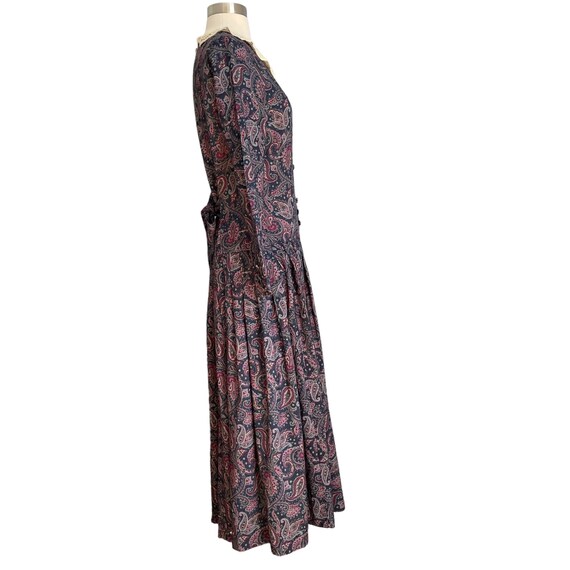 Laura Ashley Paisley Midi Dress Prairie Cottagecore V… - Gem