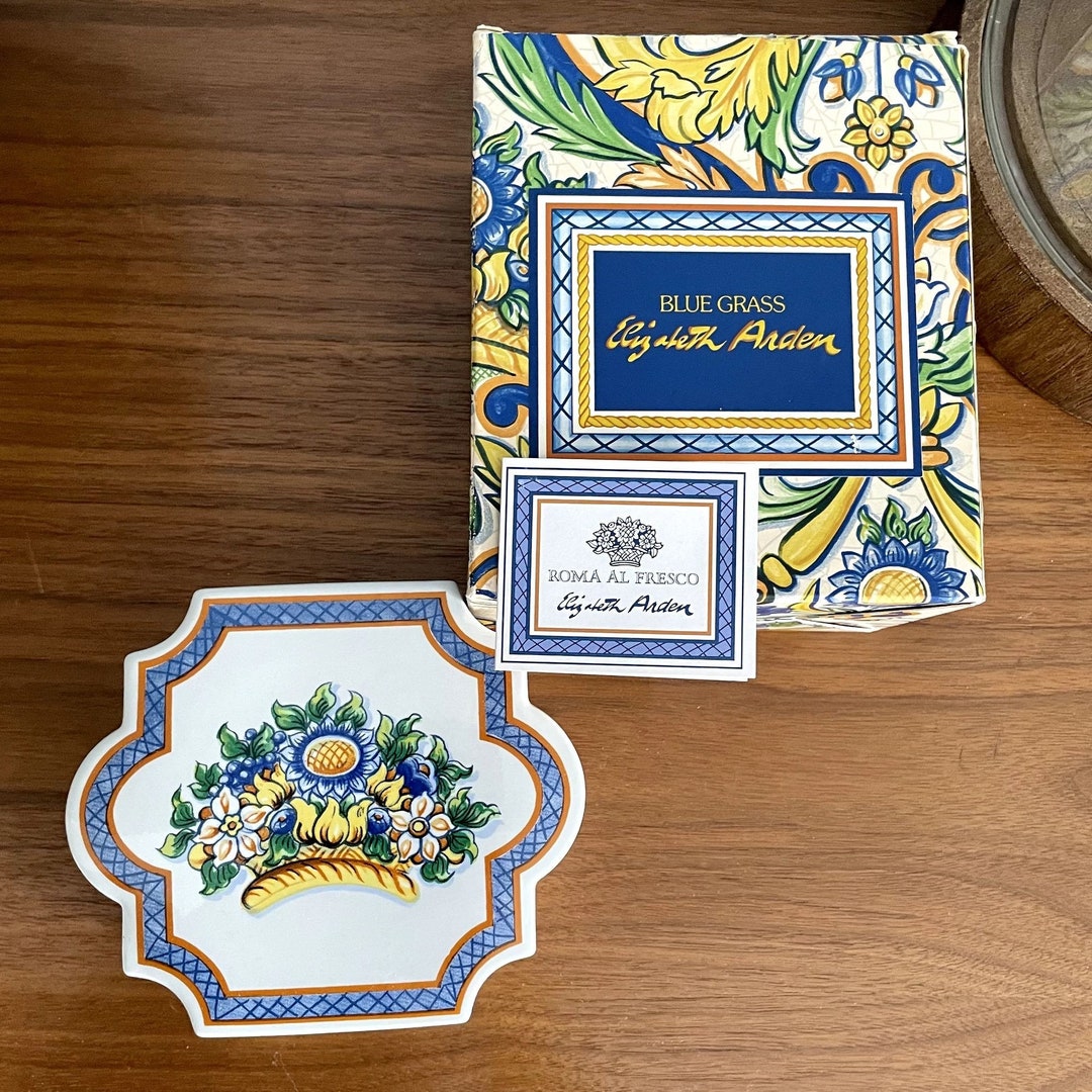 Vintage Elizabeth Arden Blue Grass Roma Al Fresco Dusting Powder 3 Oz. Ceramic Box - Etsy