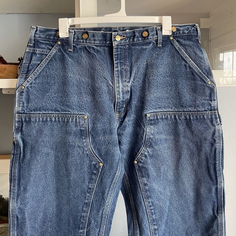 VTG Carhartt B07 DNM Double Knee Denim Logger Work Blue Jeans Pants 42 X 30 - Etsy