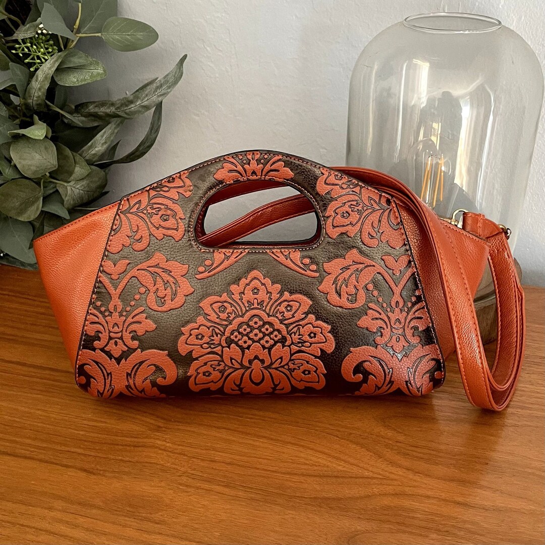 Candace Christian Napa Valley Embossed Leather Bag Brown - Etsy