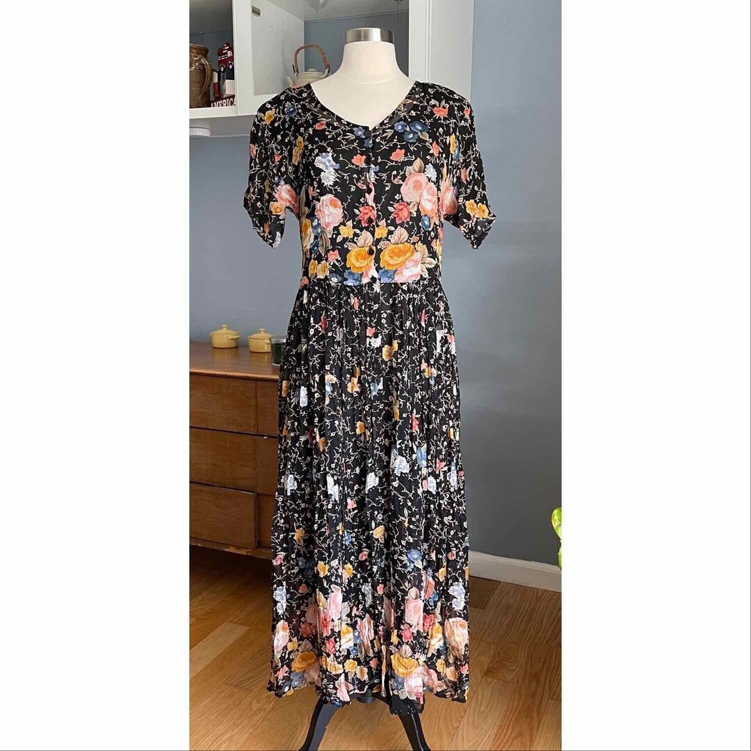Vtg 90’s Papillon Modest Cottagecore Grunge Broomstick Floral Maxi ...