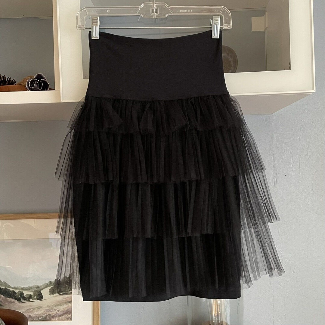 Vintage 90’s Ritmo Di Perla Pencil Skirt W/tiered Tulle Black Size 42 ...