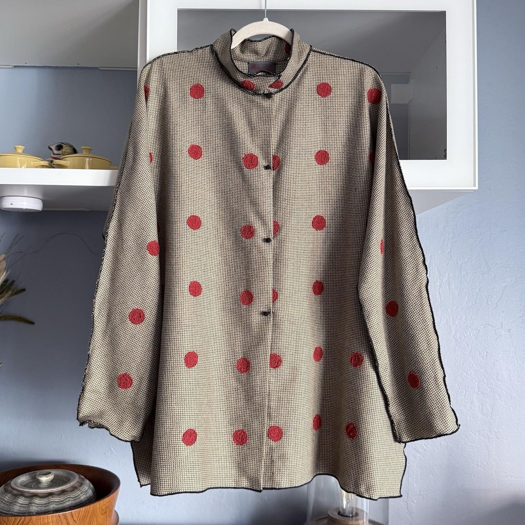 Deborah Cross Jacket Woven Textile Polka Dot Art to Wear Artisan - Etsy