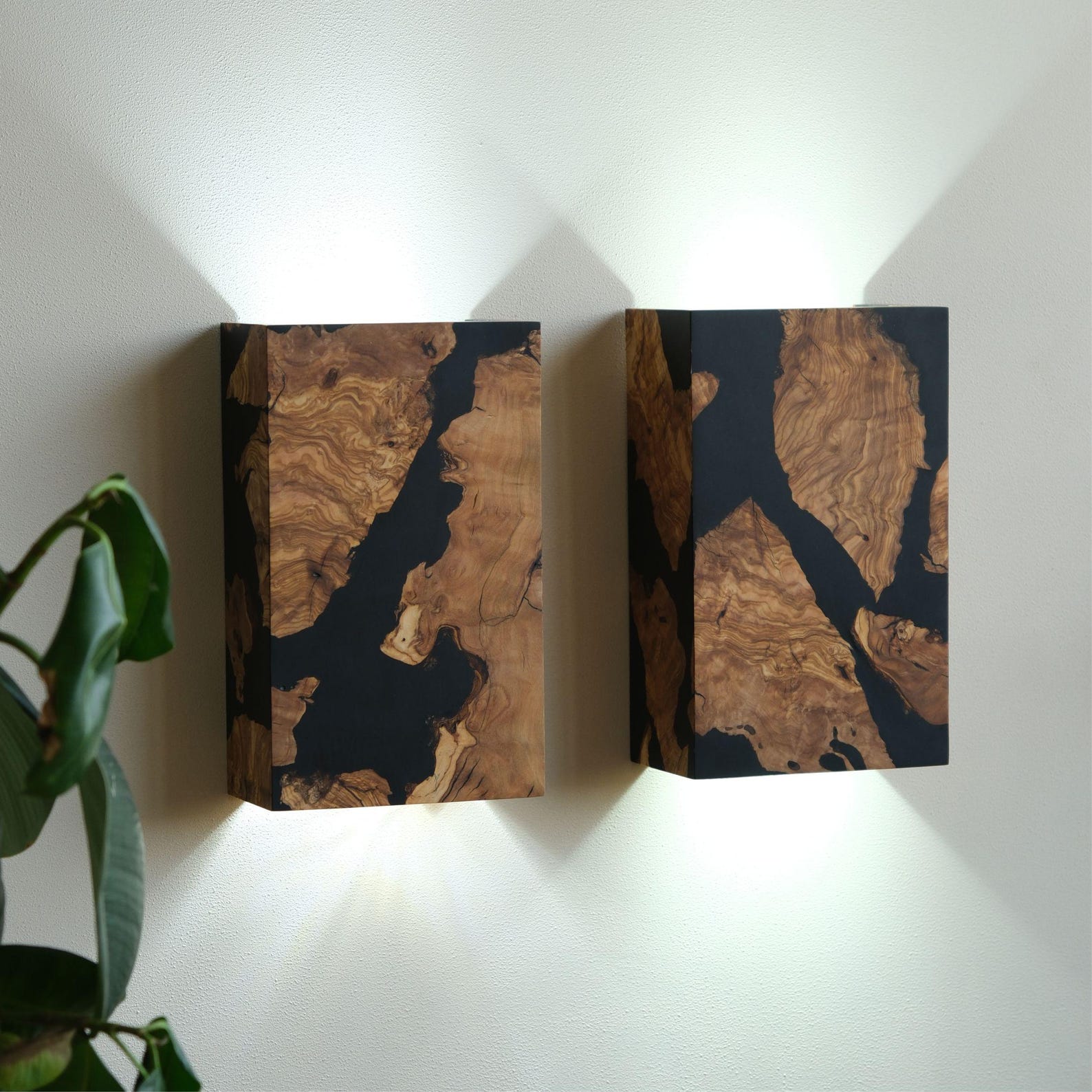 Olive Wood Art Sconce, Wood Wall Sconce, Wood Pendant Light, Epoxy and ...