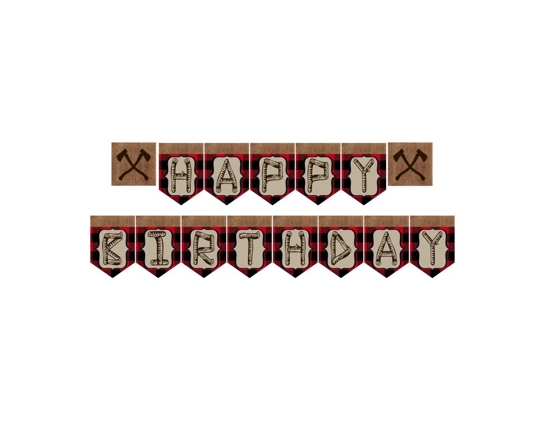 Lumberjack Buffalo Plaid Birthday Party Banner - Etsy