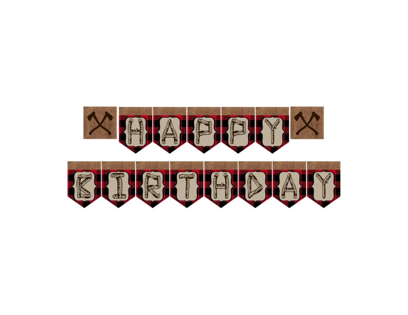 Lumberjack Buffalo Plaid Birthday Party Banner - Etsy