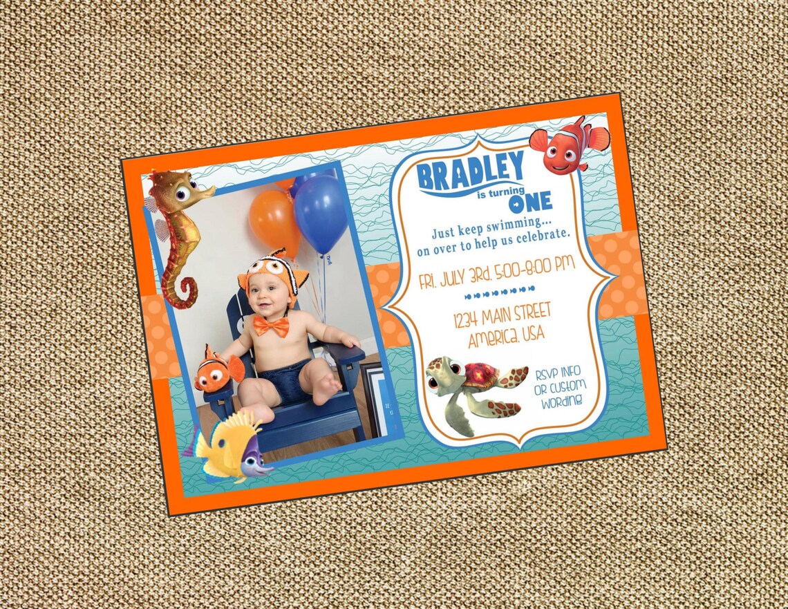 Finding Nemo Birthday Invitation With Picture - Etsy