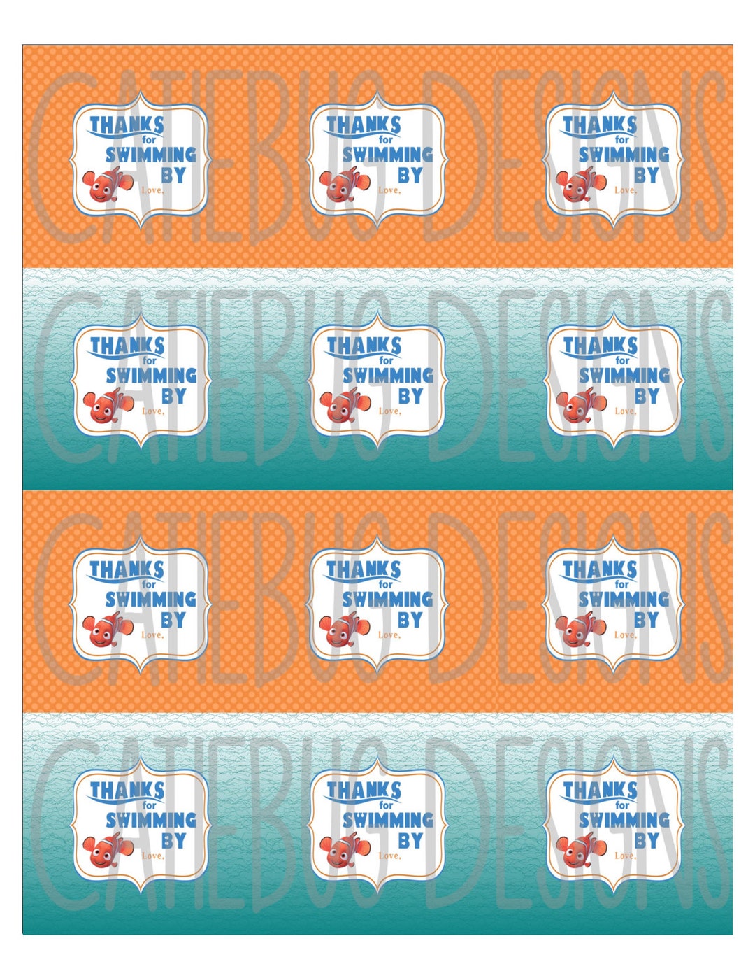 Finding Nemo Birthday Baby Shower Thank You Favor Tags - Etsy