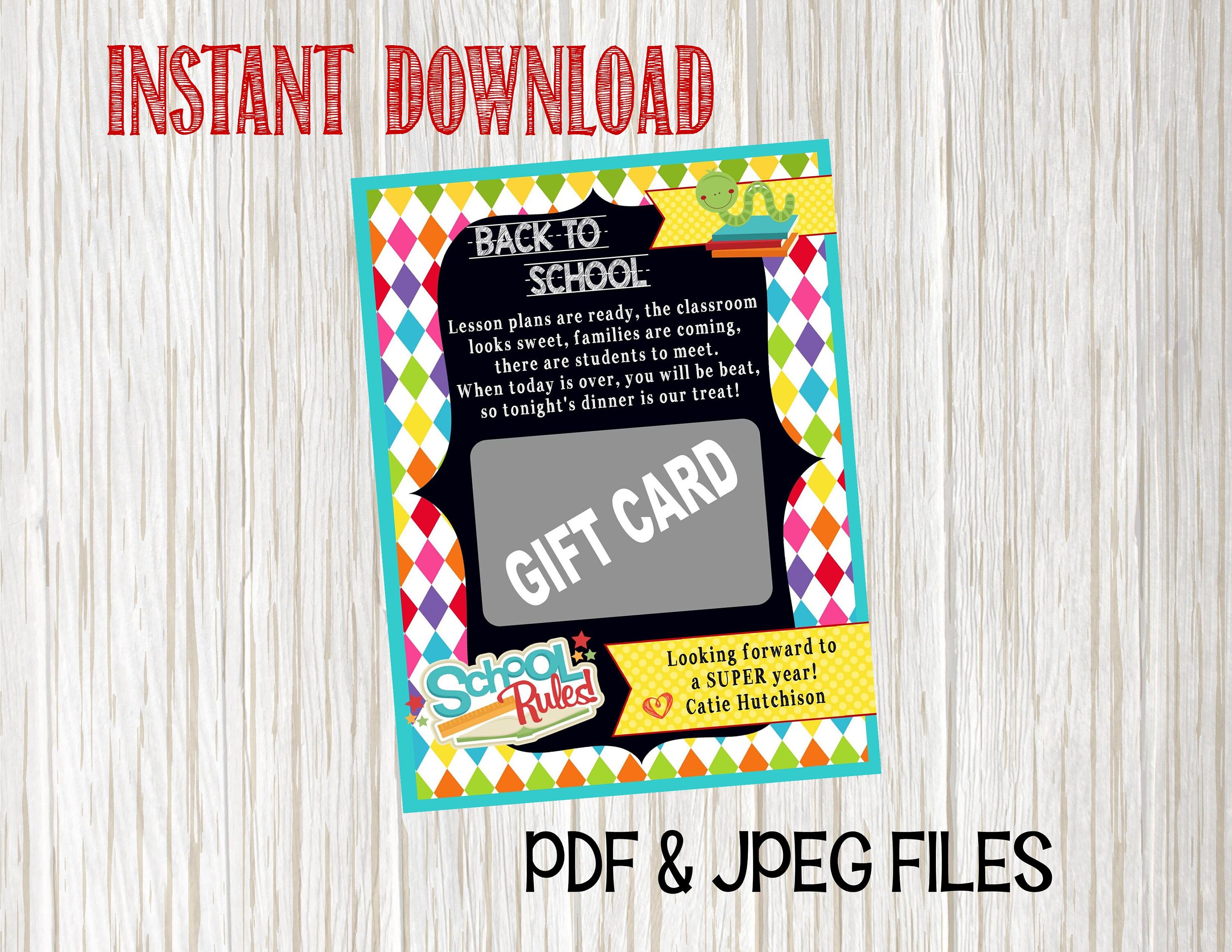 Back to School Meet the Teacher Gift Card - Etsy