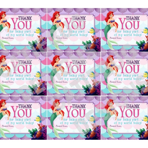 Little Mermaid Birthday Party Favor Tags Ariel Mermaid Gift - Etsy
