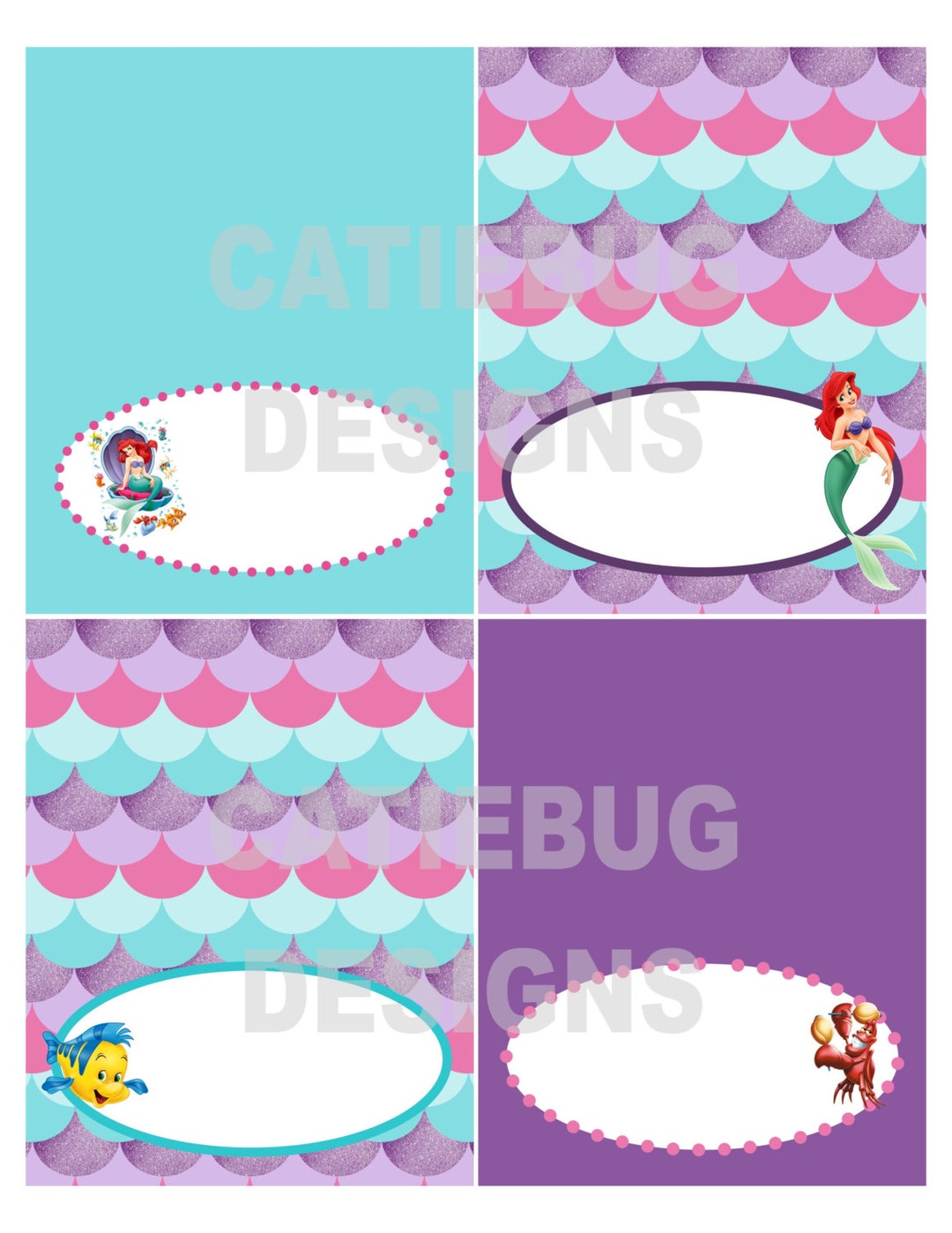 Ariel the Little Mermaid Party Food Tent Labels - Etsy