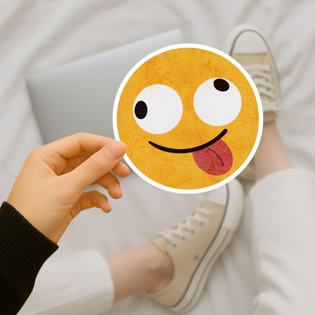 Funny Goofy Face Emoji Sticker: Waterproof Vinyl Laptop Decal - Etsy