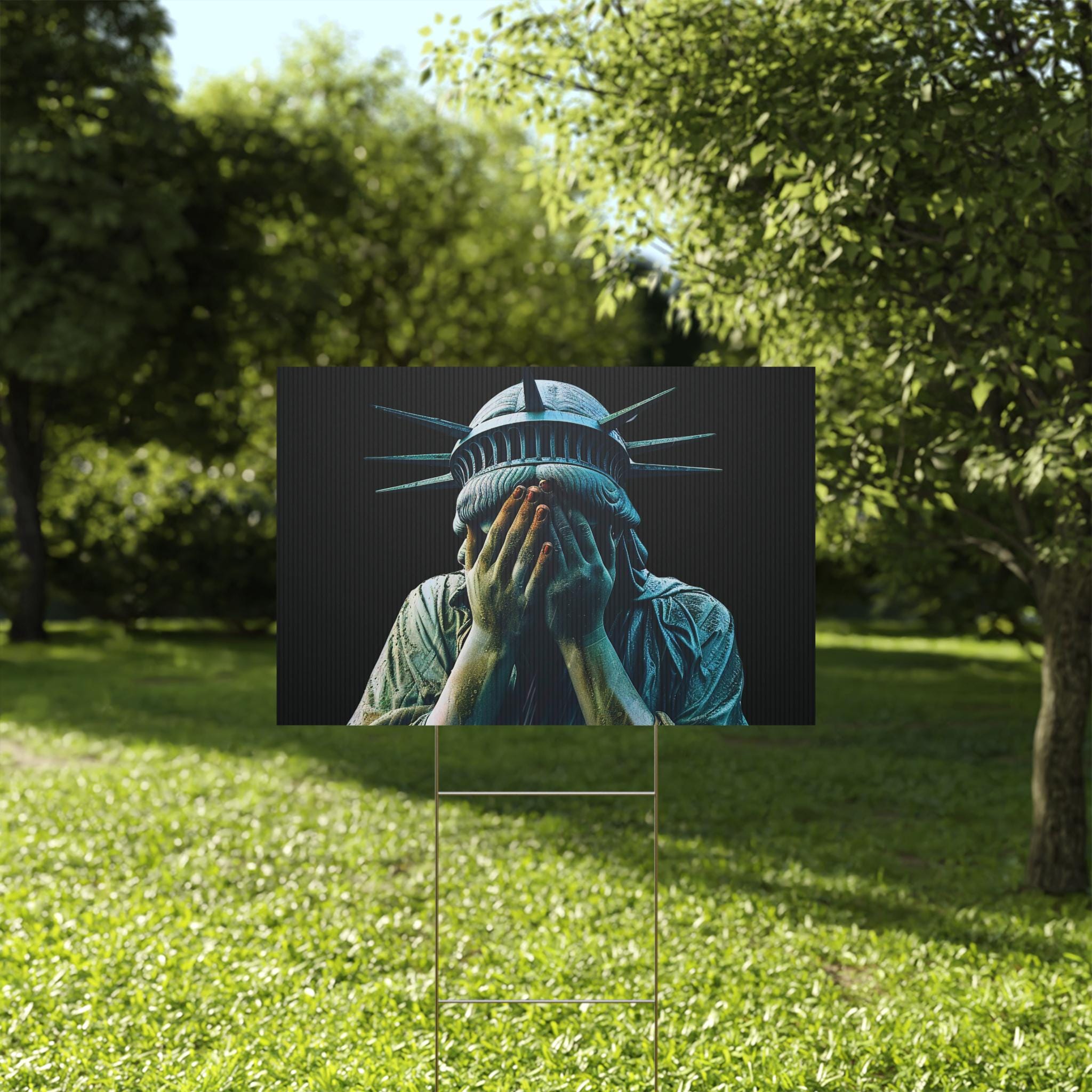 Weeping Statue of Liberty Yard Sign: Political Expression - Etsy