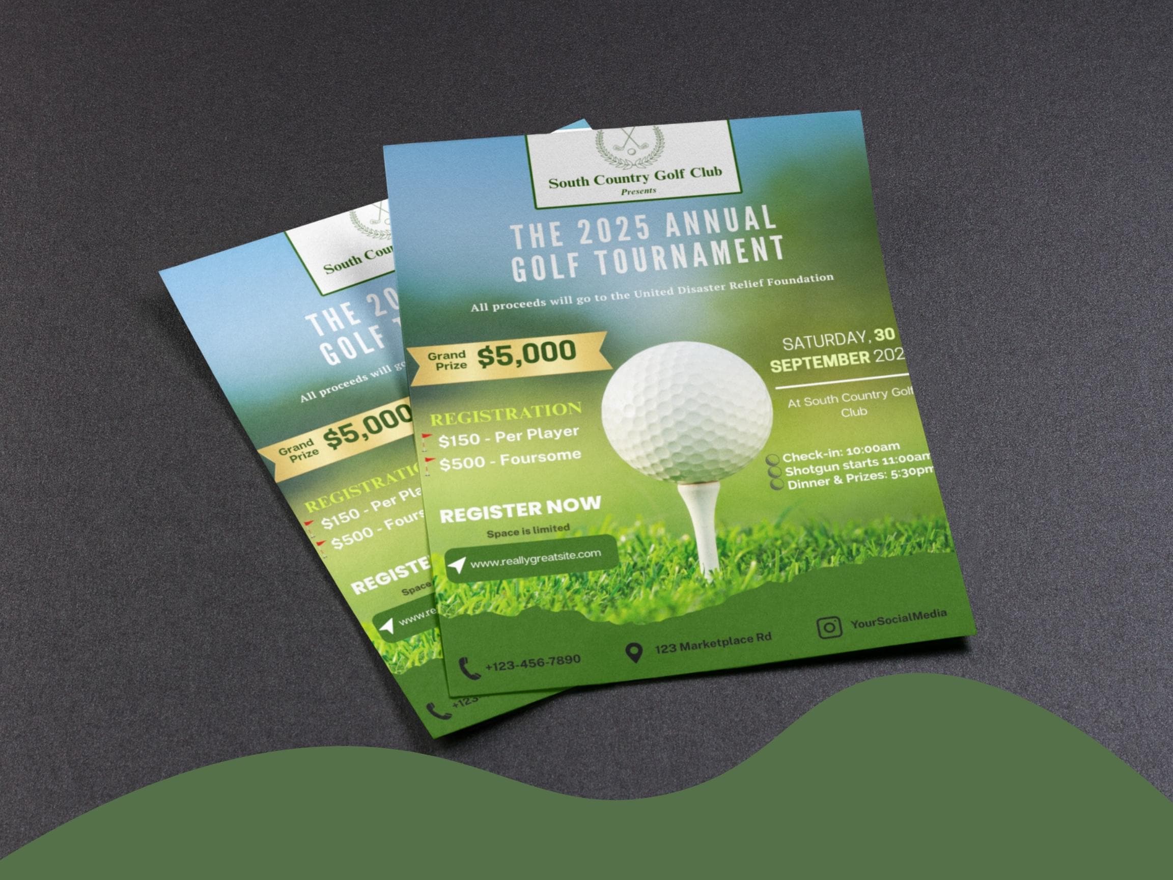 Golf Tournament Flyer Template | Charity Golf Event Invitation ...