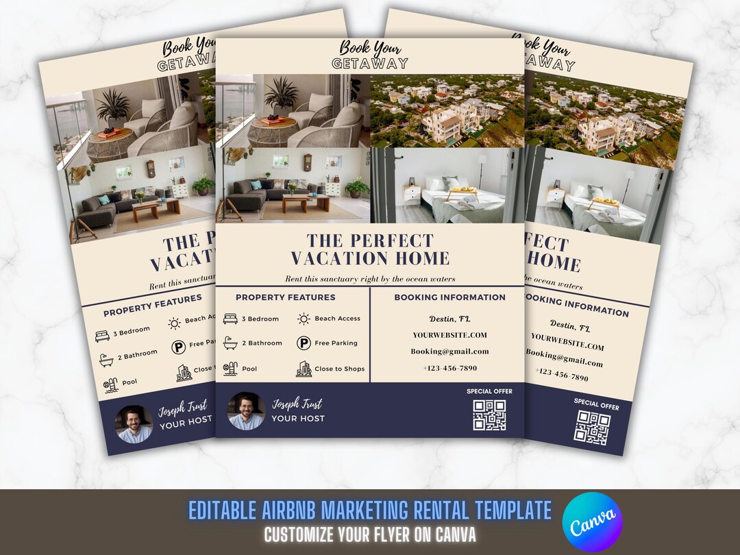 Airbnb Flyer Template | Vacation Rental Marketing Flyer | Editable ...