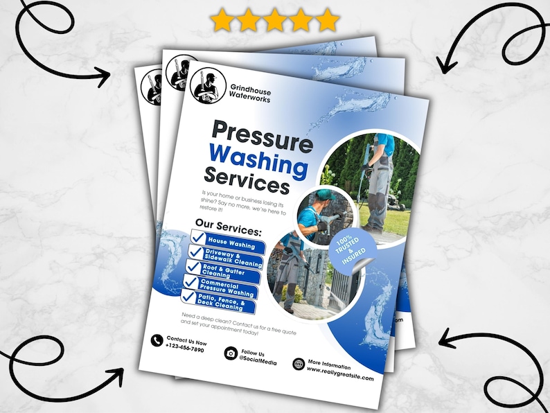 Pressure Washing Flyer and Business Card Template, Small Business ...